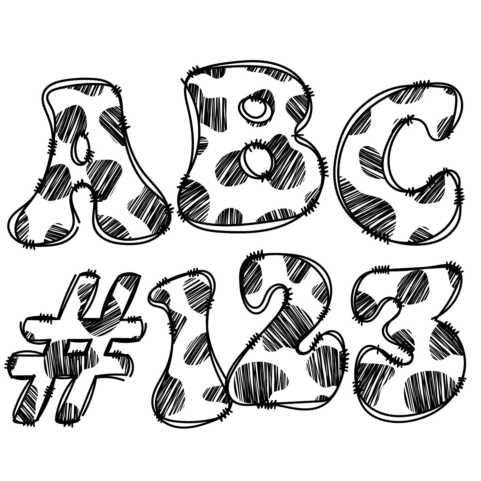 Digital Download | Doodle Retro AG - Cowprint Vintage | Hand Drawn ...