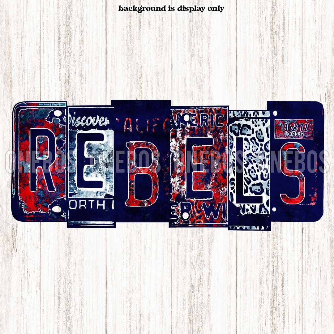 Watercolor License Plate Rebel PNG, Navy & Red, Leopard, Grunge, Black ...