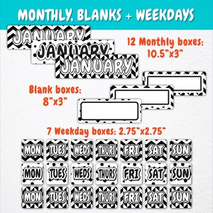 Wall Calendar - Pocket Chart for Teachers | Black, White, Ink Saver ...