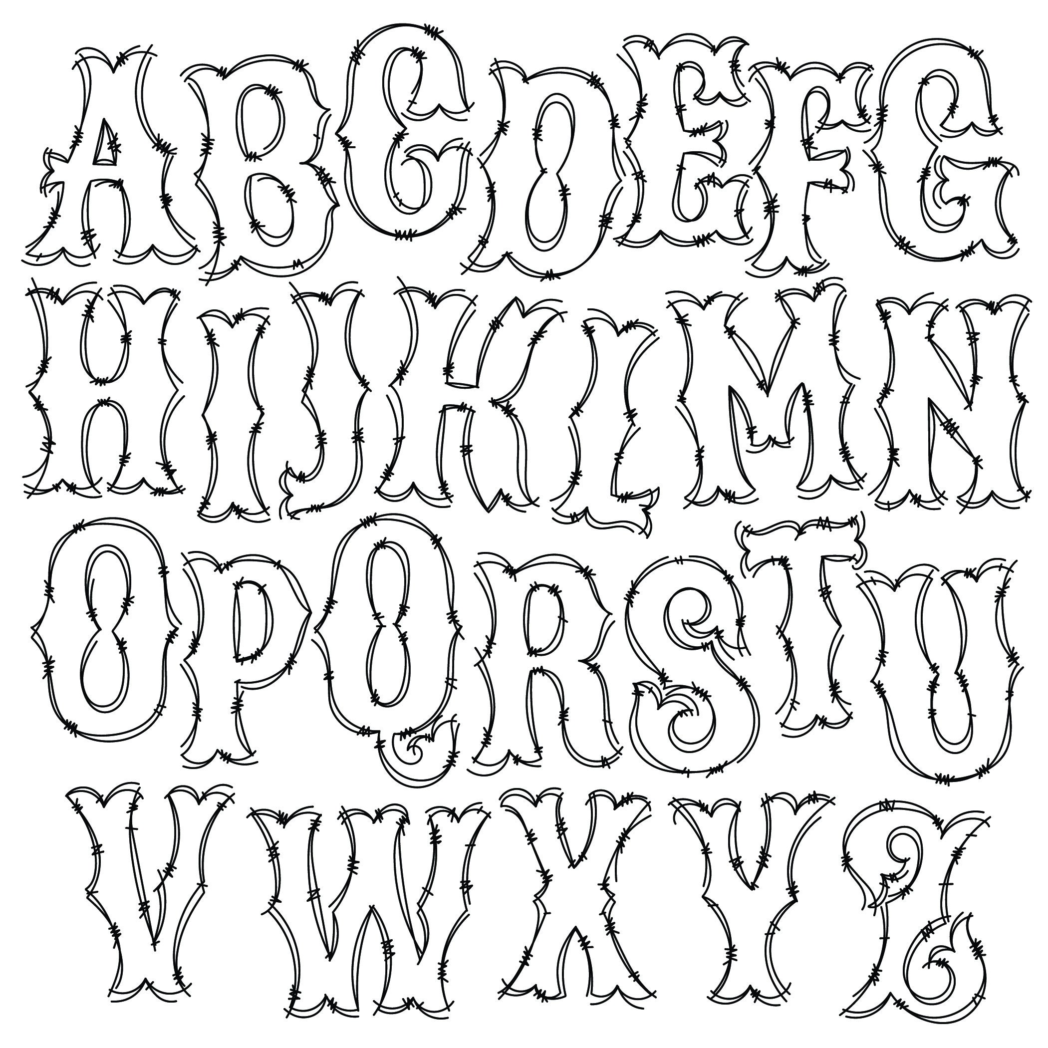 Digital Country SVG Doodle Letters With Transparent Inside - Etsy