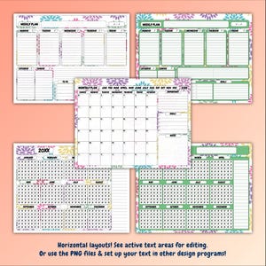 Calendar Pack - Editable Daily | Weekly | Monthly | Yearly | Flower ...