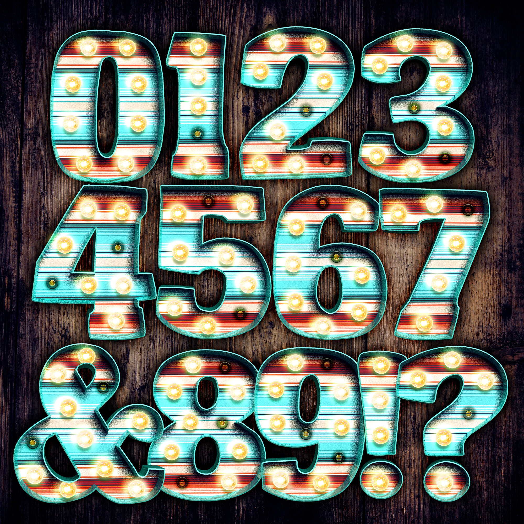 Digital Download | Turquoise Serape Sarape Marquee Letters & Numbers ...