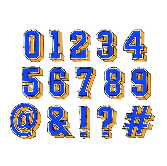 Scrapbooking Vintage Patch Digital Numbers PNG Set Yellow and Gold ...