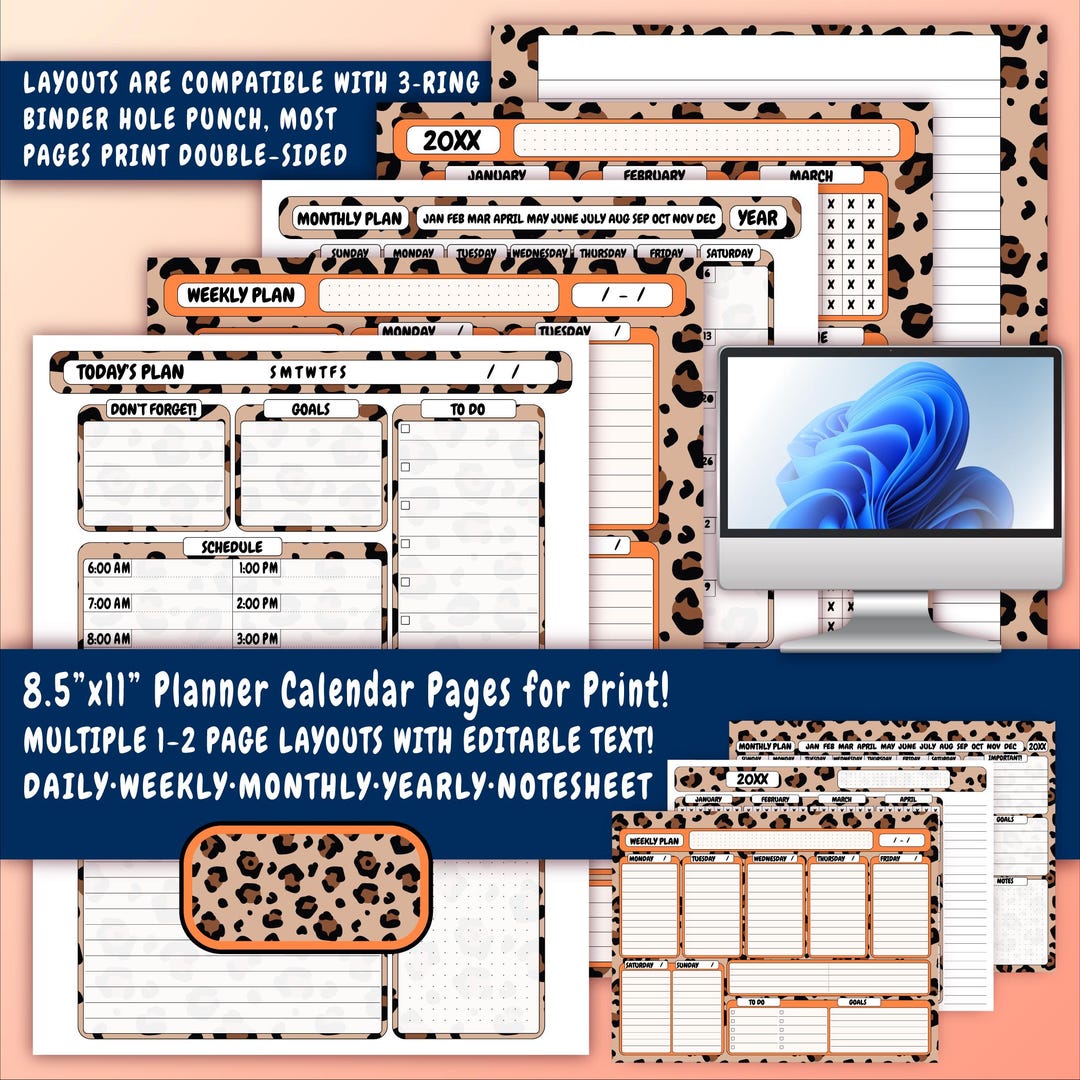 Calendar Pack - Editable Daily | Weekly | Monthly | Yearly | Fall ...