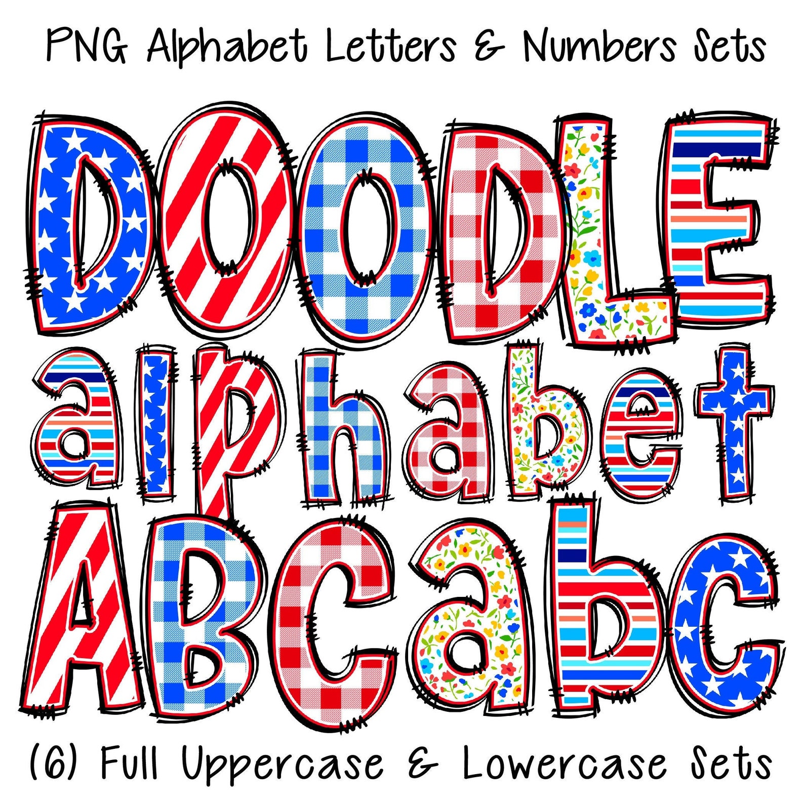 Patriotic Stars N Stripes Pack VS3 Pattern Alphabet Multi - Etsy