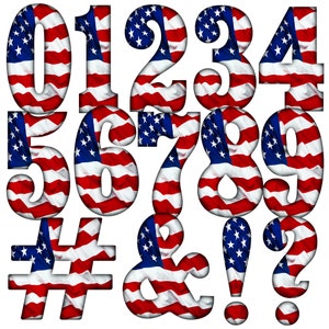 Digital Download | Flag Pattern Patriotic Simple Letters & Numbers ...