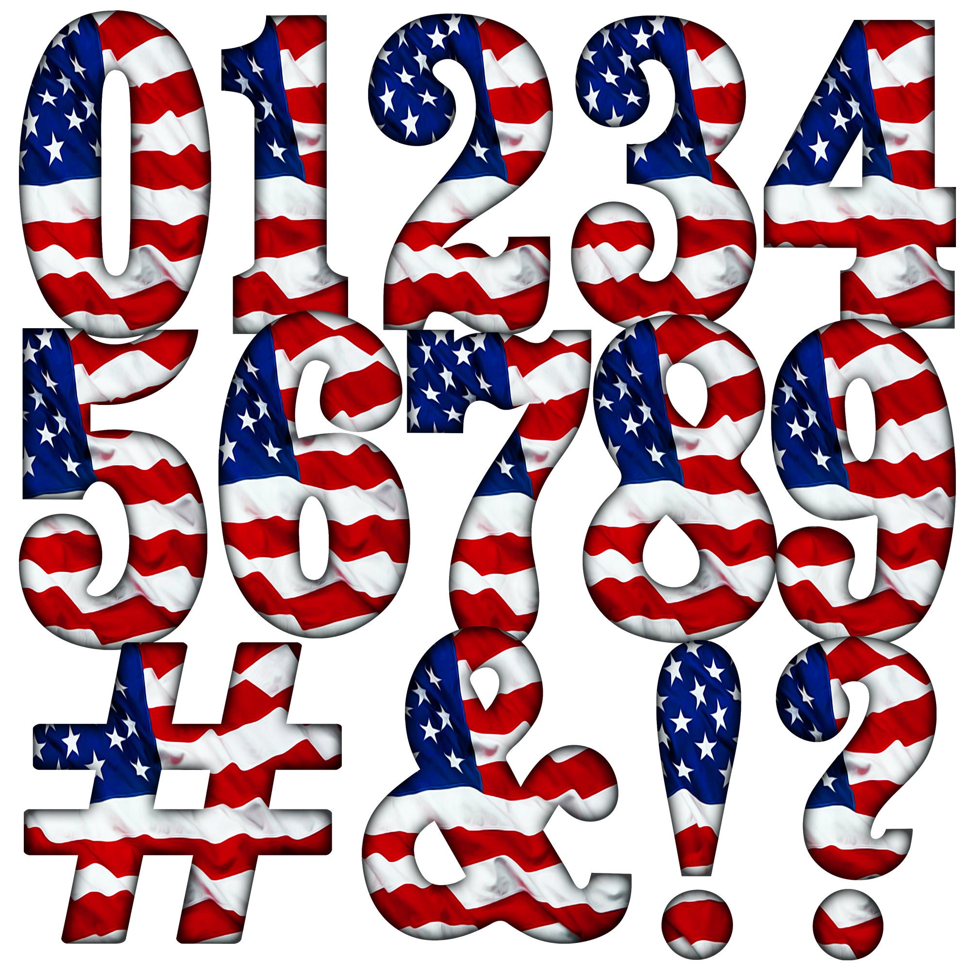 Digital Download | Flag Pattern Patriotic Simple Letters & Numbers ...