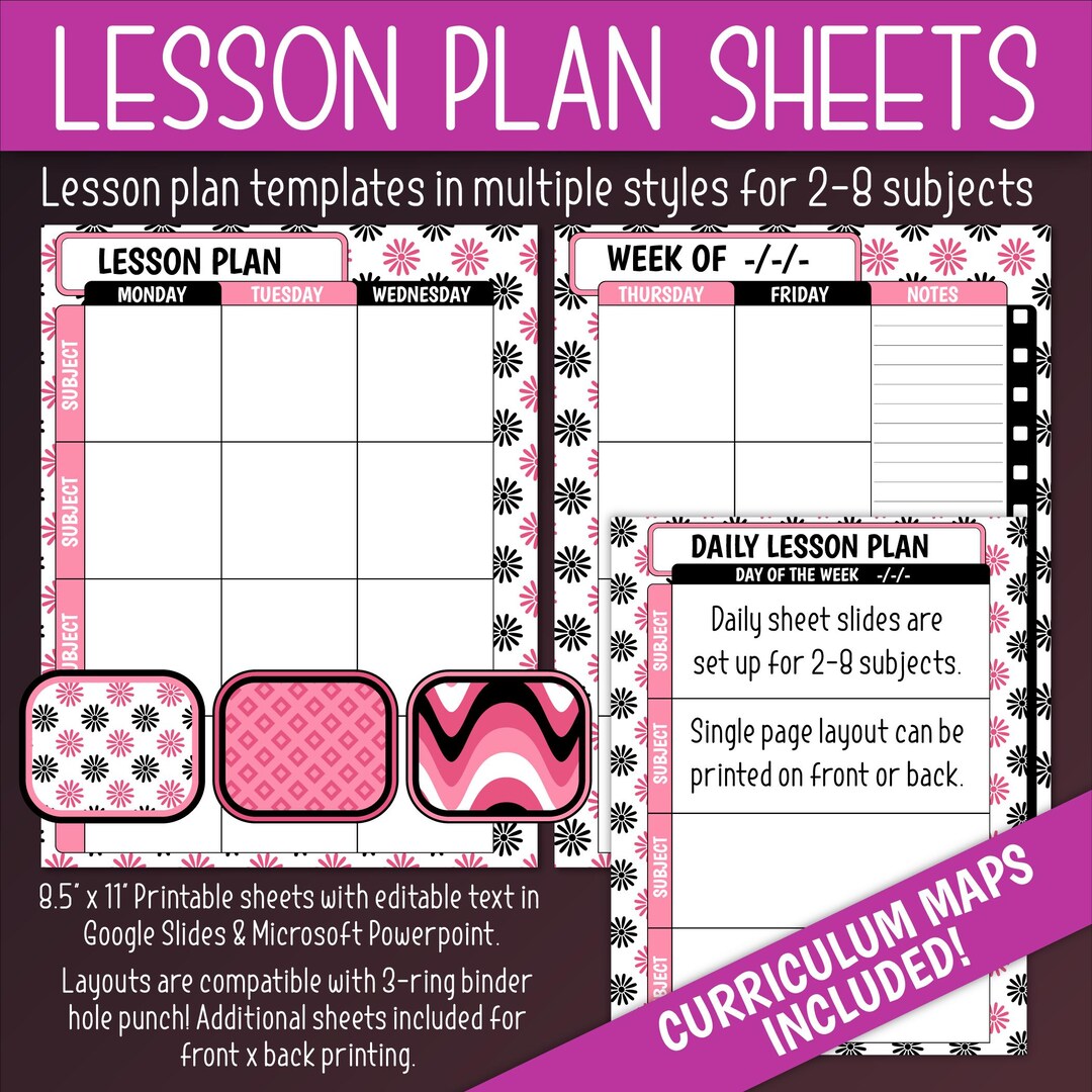 Lesson Plan Sheets & Curriculum Maps (editable) | Flowers, Diamonds ...
