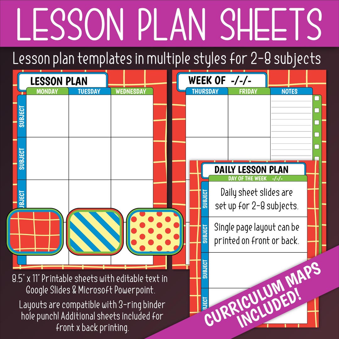 Lesson Plan Sheets & Curriculum Maps (editable) | Grid, Diagonal ...