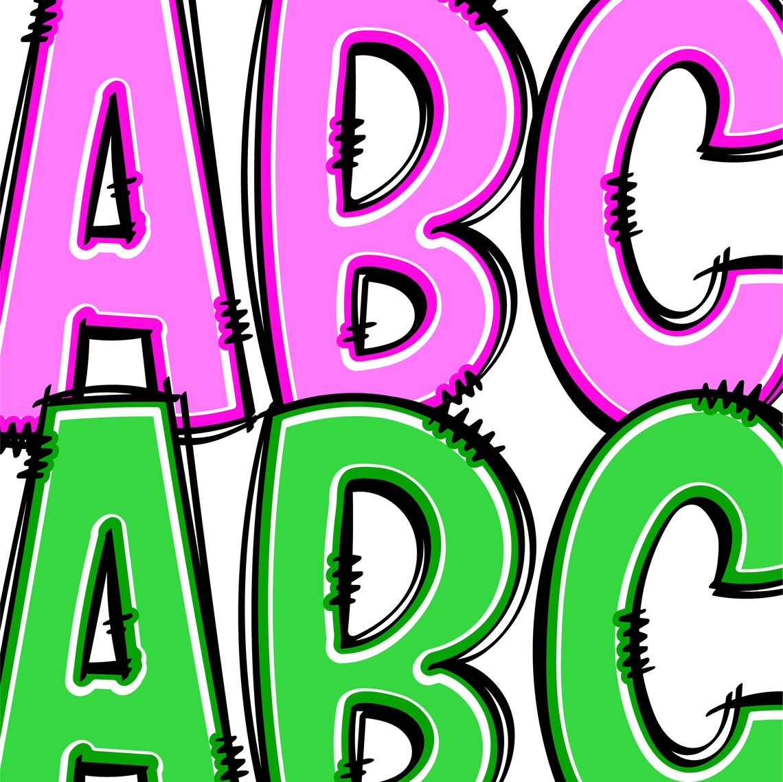 Leopard Multi Doodle Alphabet Bundle VS3 Doodle Letters Pink - Etsy