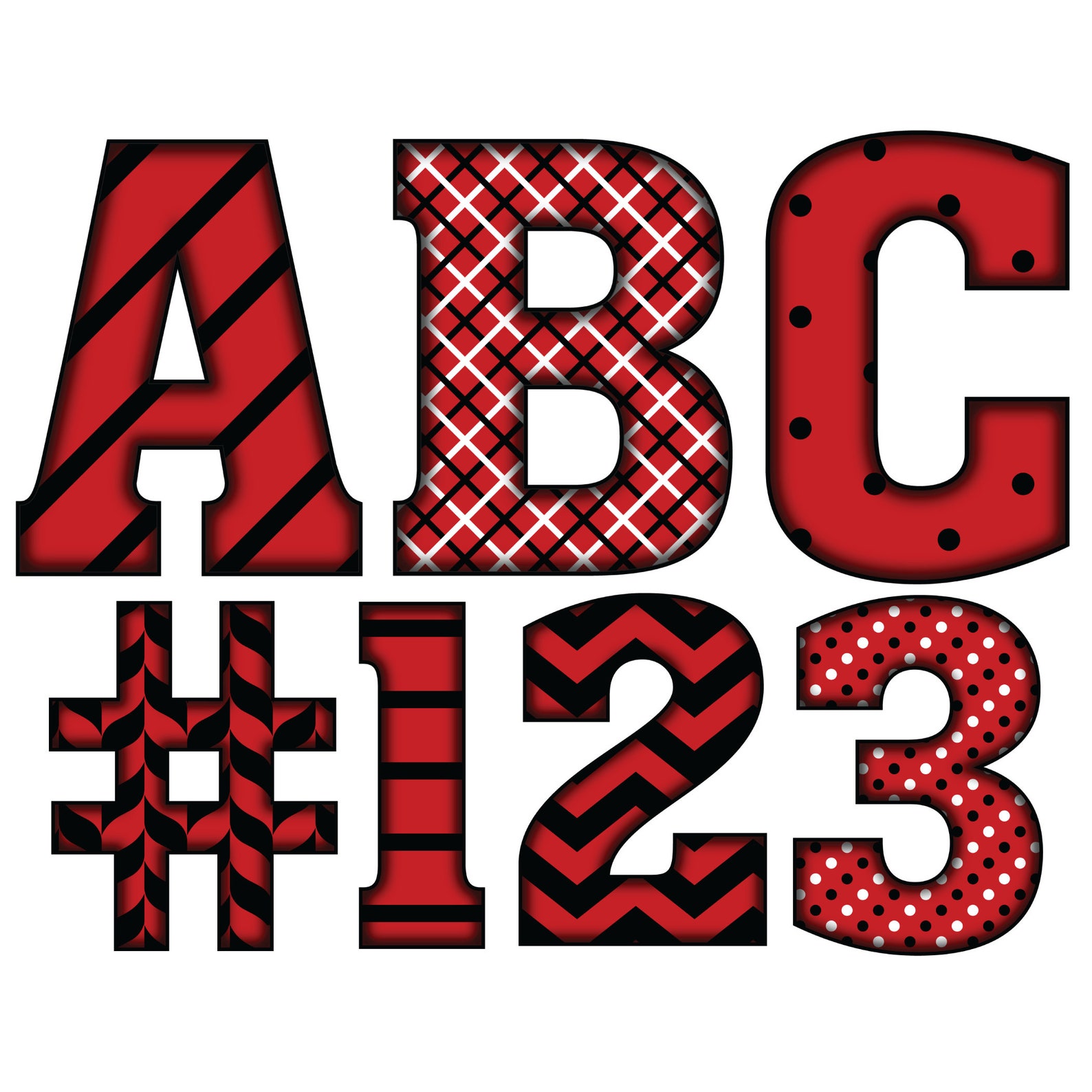 Digital Download | Chunky Red Black White Pattern Fill | PNG Clipart ...