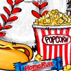 Baseball Snacks PNG, Commercial Use, Doodle Baseball Illustration, DIY ...