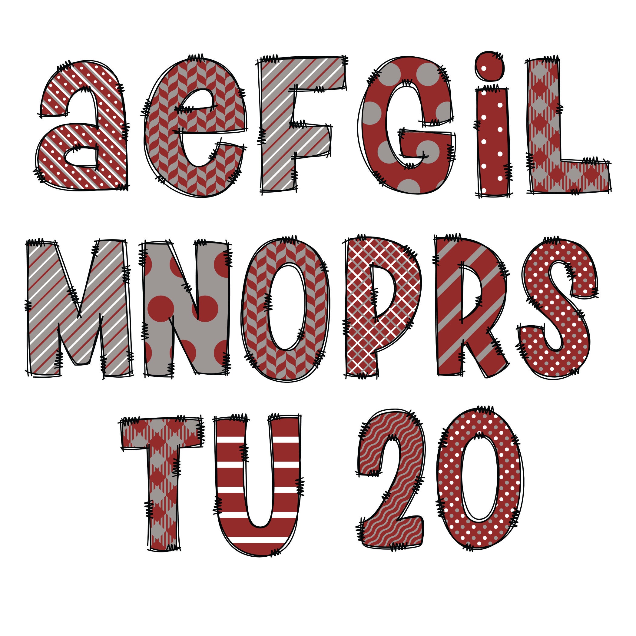 Digital Download | Doodle Maroon Gray and White Pattern Fill | PNG ...