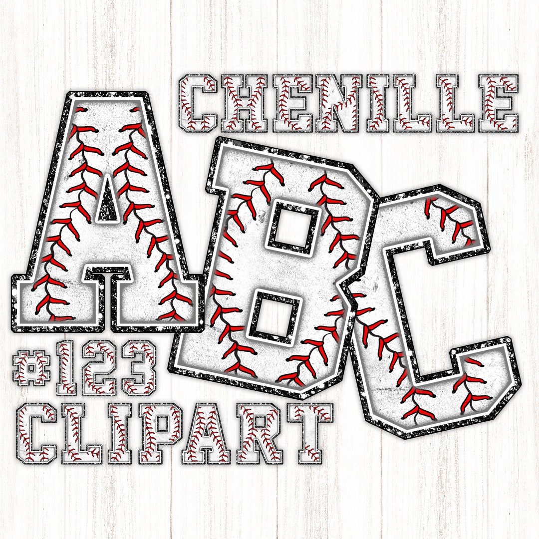 Digital Baseball Chenille Alphabet With Stitch Pattern, Sublimation PNG ...