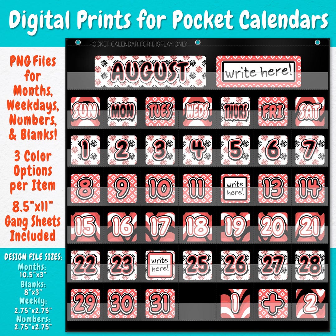 Wall Calendar - Pocket Chart for Teachers | Flowers, Diamonds ...
