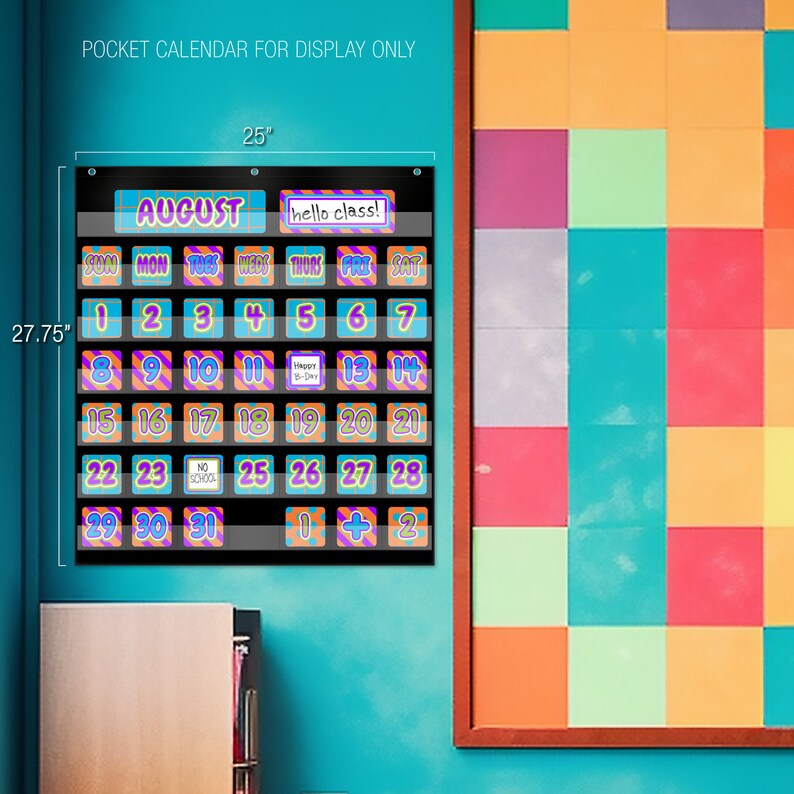 Wall Calendar - Pocket Chart for Teachers | Grid, Stripes, Polka Dots ...