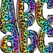 Rainbow Leopard Alphabet, Doodle Letters Leopard Cheetah Print ...