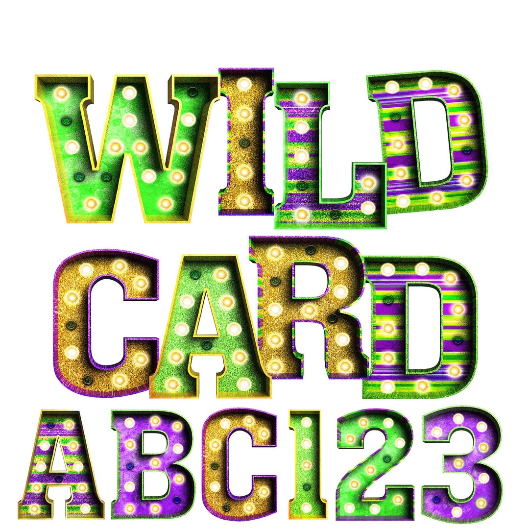 Digital Download | Wildcard & Mardi Gras Patterned Marquee Letters ...