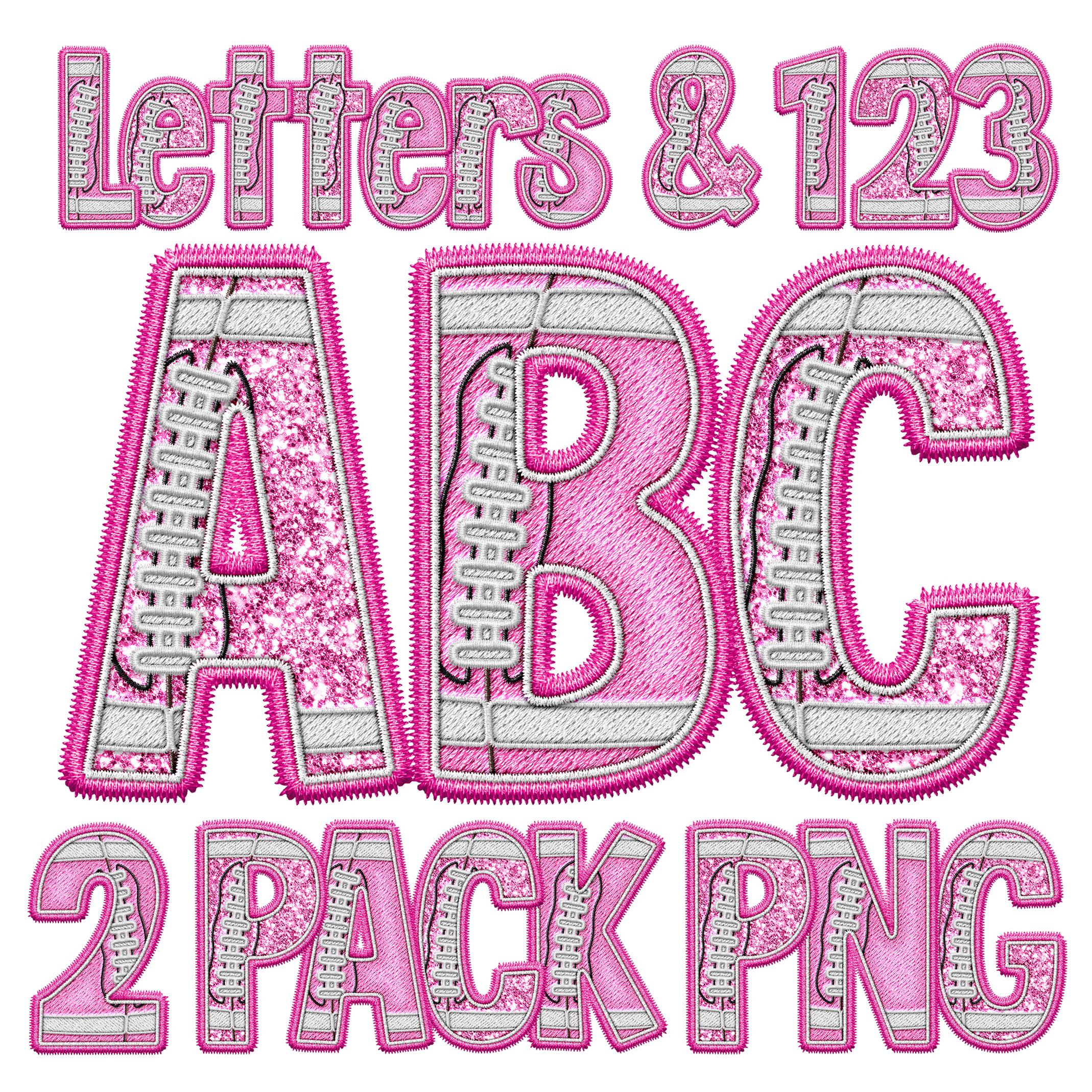 Pink Football Alphabet, Faux Embroidery Stitch Alpha, American Football ...