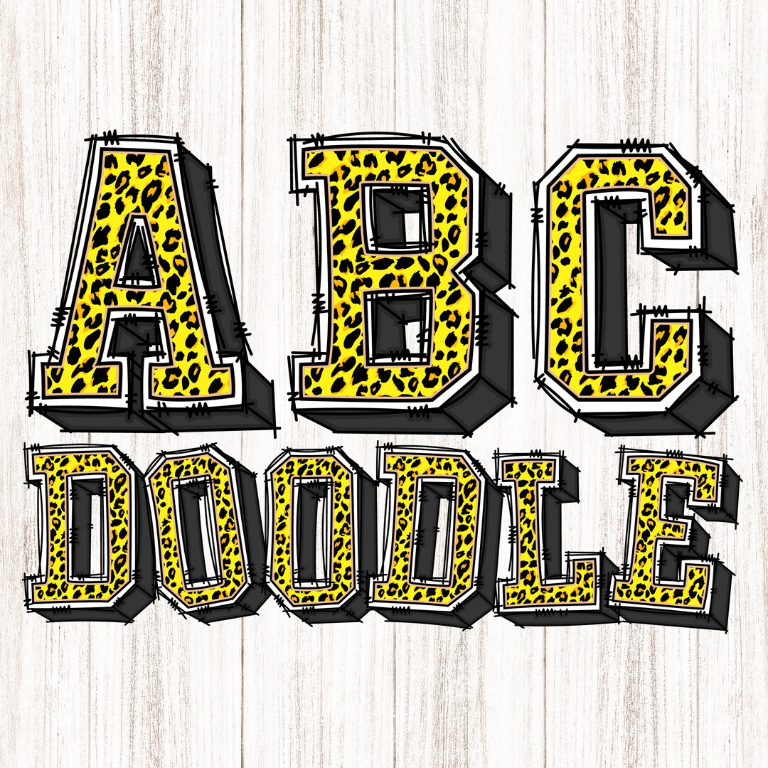 Leopard Doodle Alphabet, Clipart, Chenille College Sports Block Letters ...