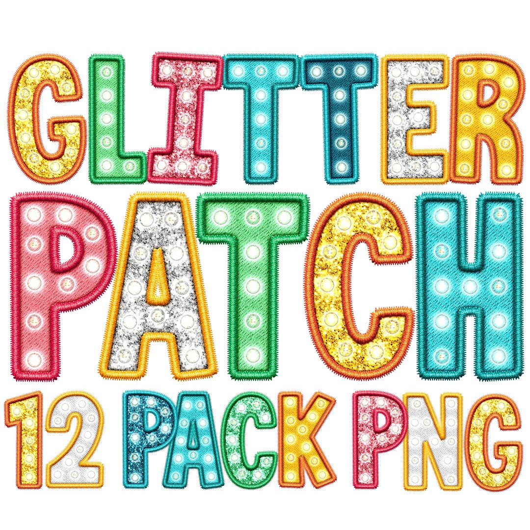 Pastel Glitter Patch Faux Embroidery PNG Alphabet Bundle, Easter Spring ...