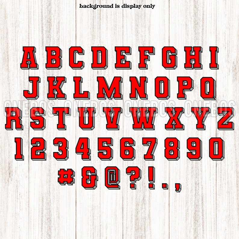 3D Athletic Block Alphabet SVG, PNG Sets, School Sports Varsity Style ...