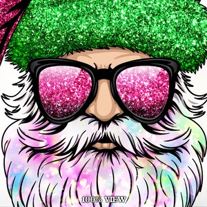 Pink Santa With Sunglasses PNG, Glitter and Sparkly Christmas Design ...