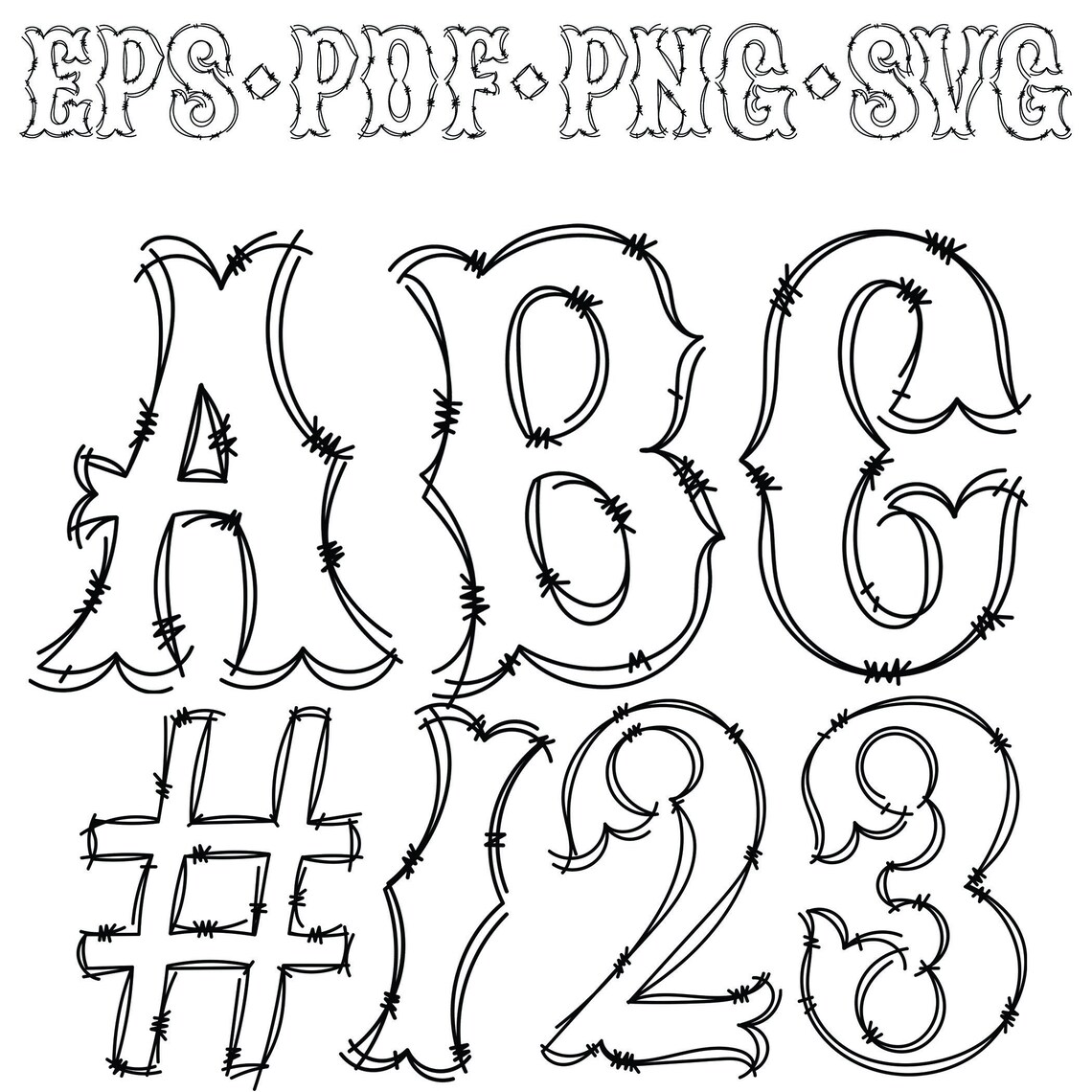 Digital Country SVG Doodle Letters With Transparent Inside | PNG, EPS ...