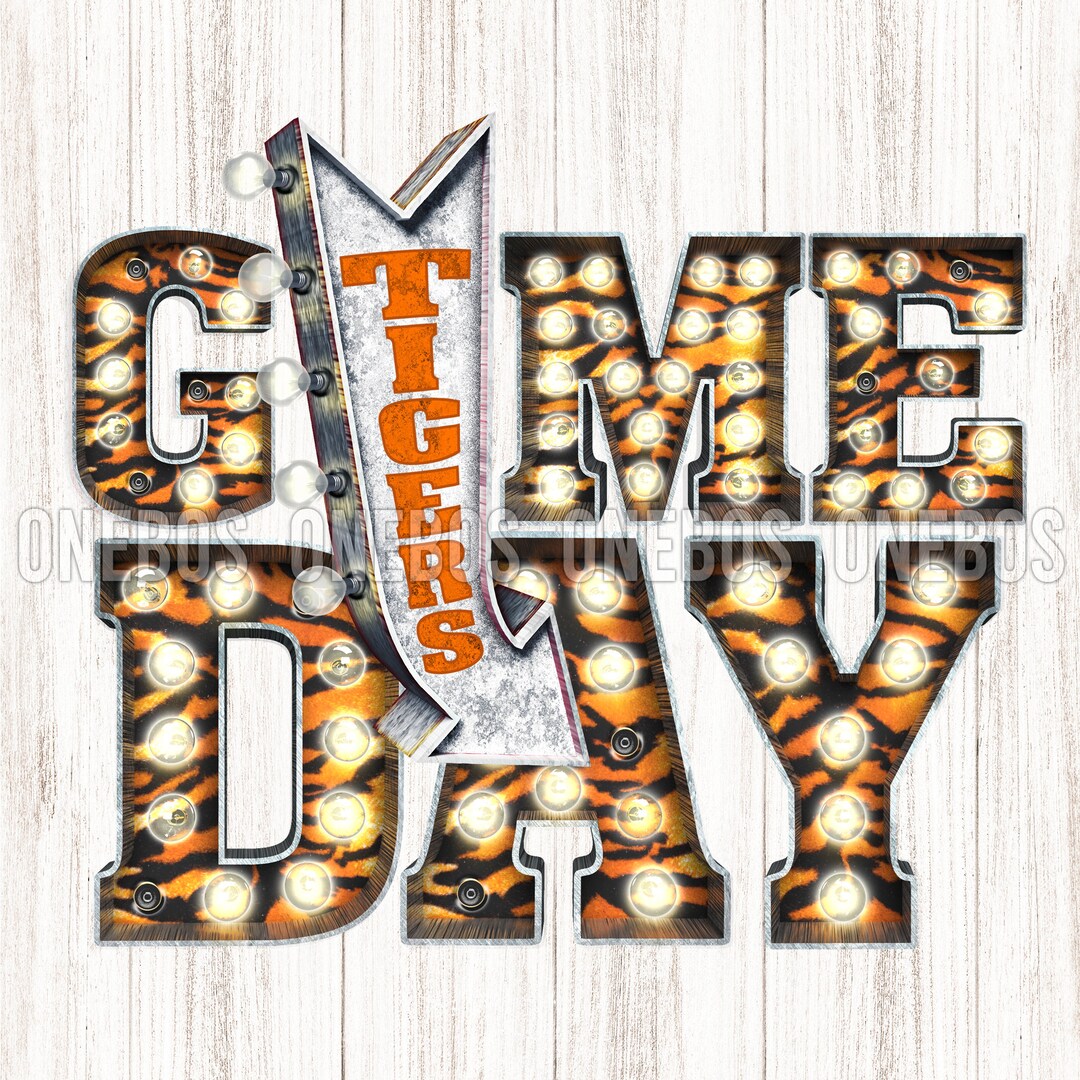 Tigers GAME DAY PNG, Tiger Fur Letters, Orange White Black, Marquee ...