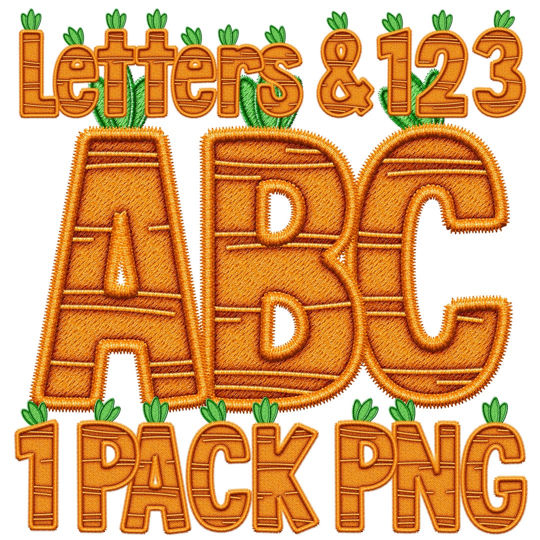 Carrot Letters Alphabet, Faux Embroidery Stitch Alpha, Classic, Orange ...