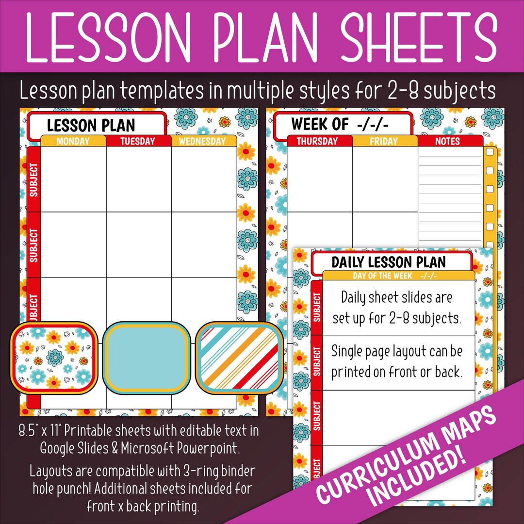 Lesson Plan Sheets & Curriculum Maps (editable) | Teacher Planner ...