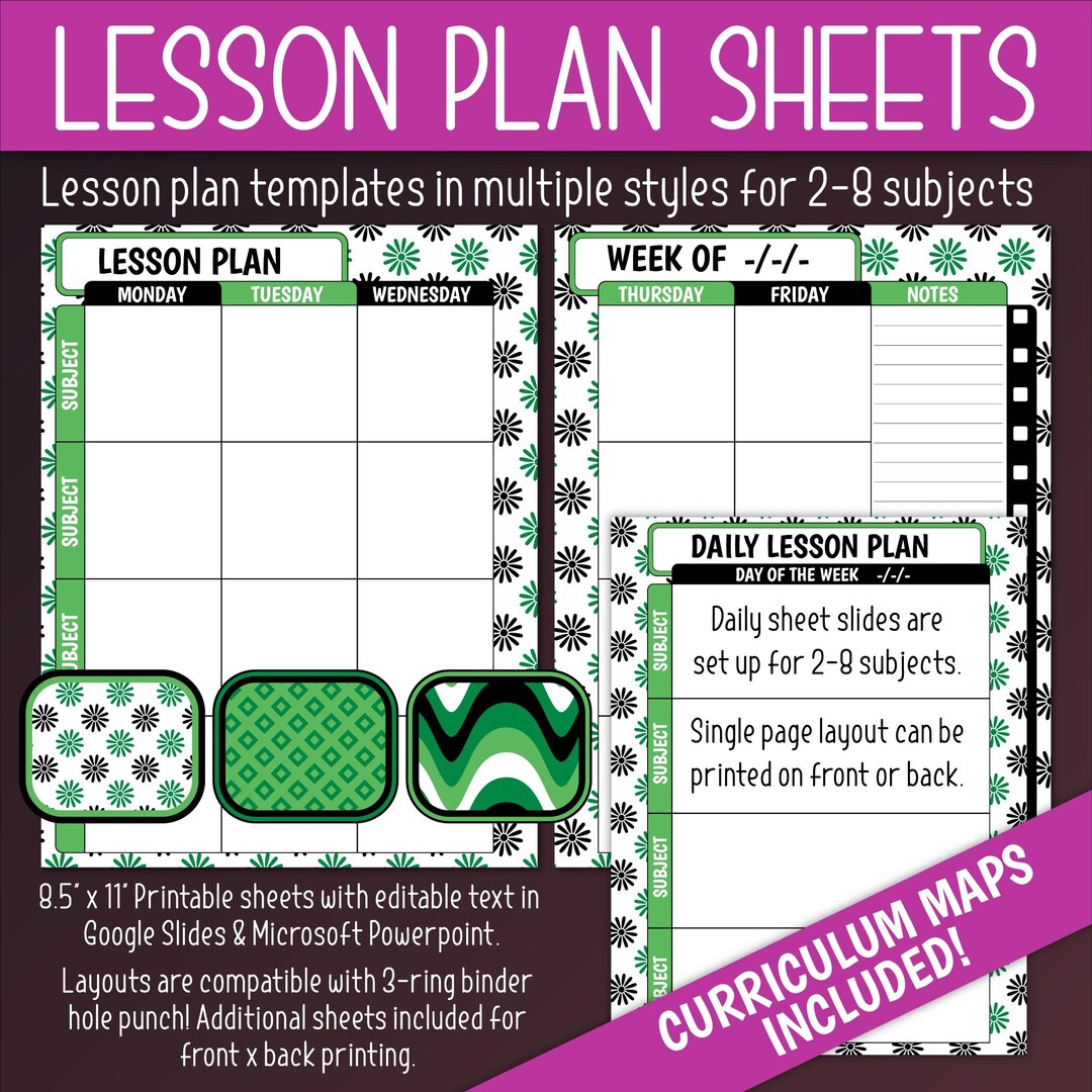 Lesson Plan Sheets & Curriculum Maps (editable) | Flowers, Diamonds ...