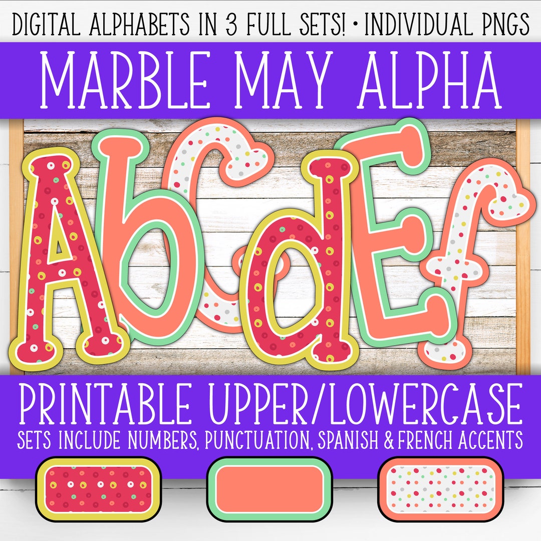 Alphabet Number Set for Boards - Marble May | +french & Spanish ...