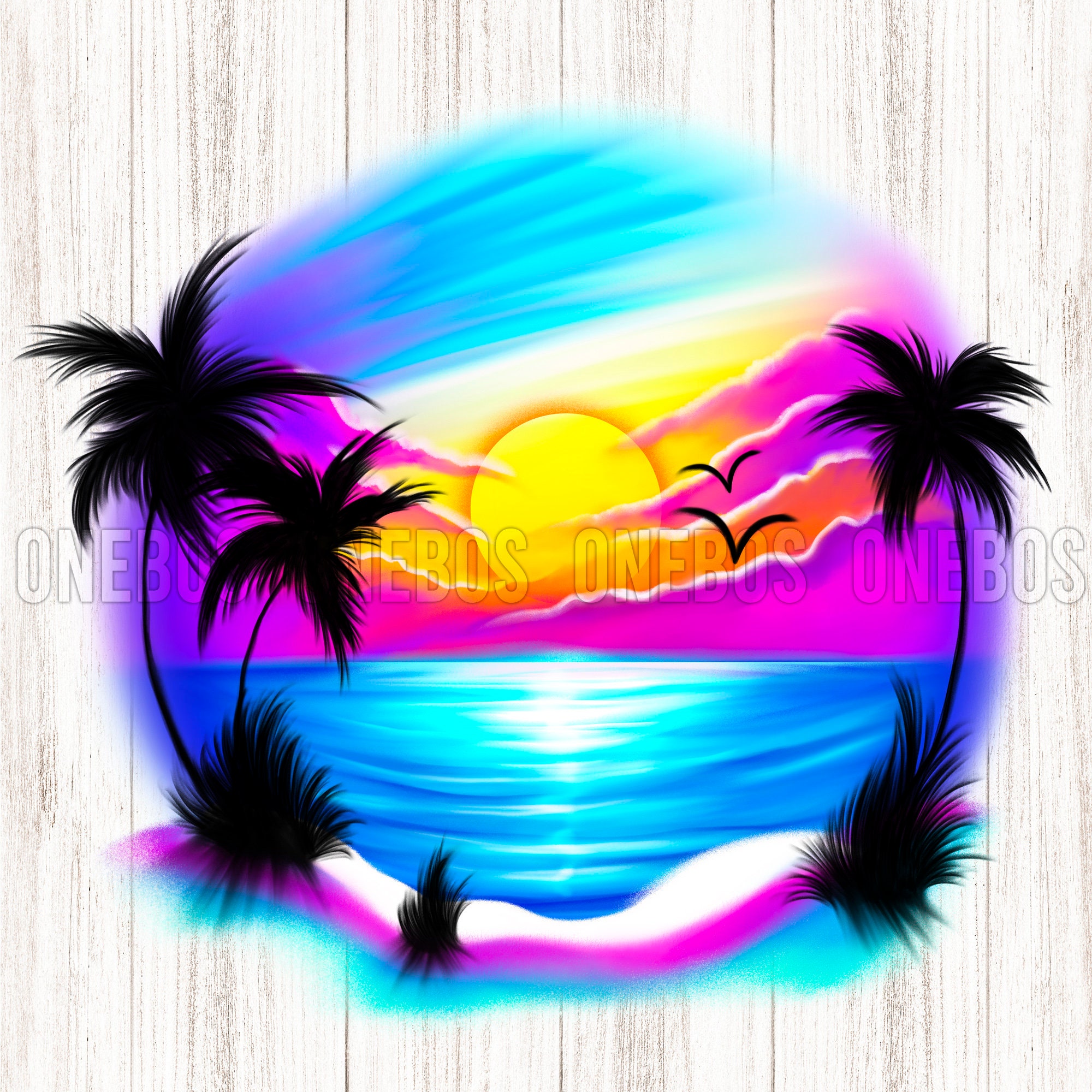 Airbrush Beach Scene PNG, Procreate Art, Beach Background, Digital ...