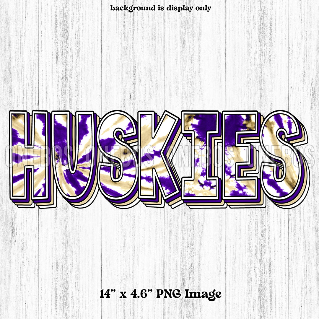 Huskies, Mascot Digital Download PNG, Tie-dye Purple Gold White, School ...