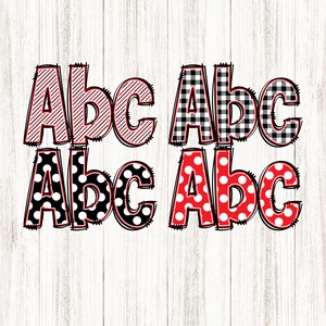 Big Alphabet Bundle, 14 Sets, Red Black & White, Funky Plaid Polka Dot ...