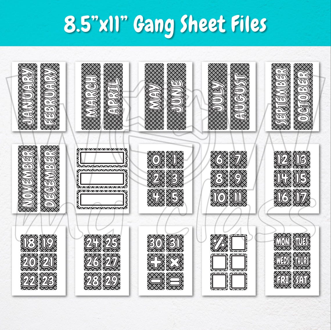 Wall Calendar - Pocket Chart for Teachers | Black and White, Ink Saver ...