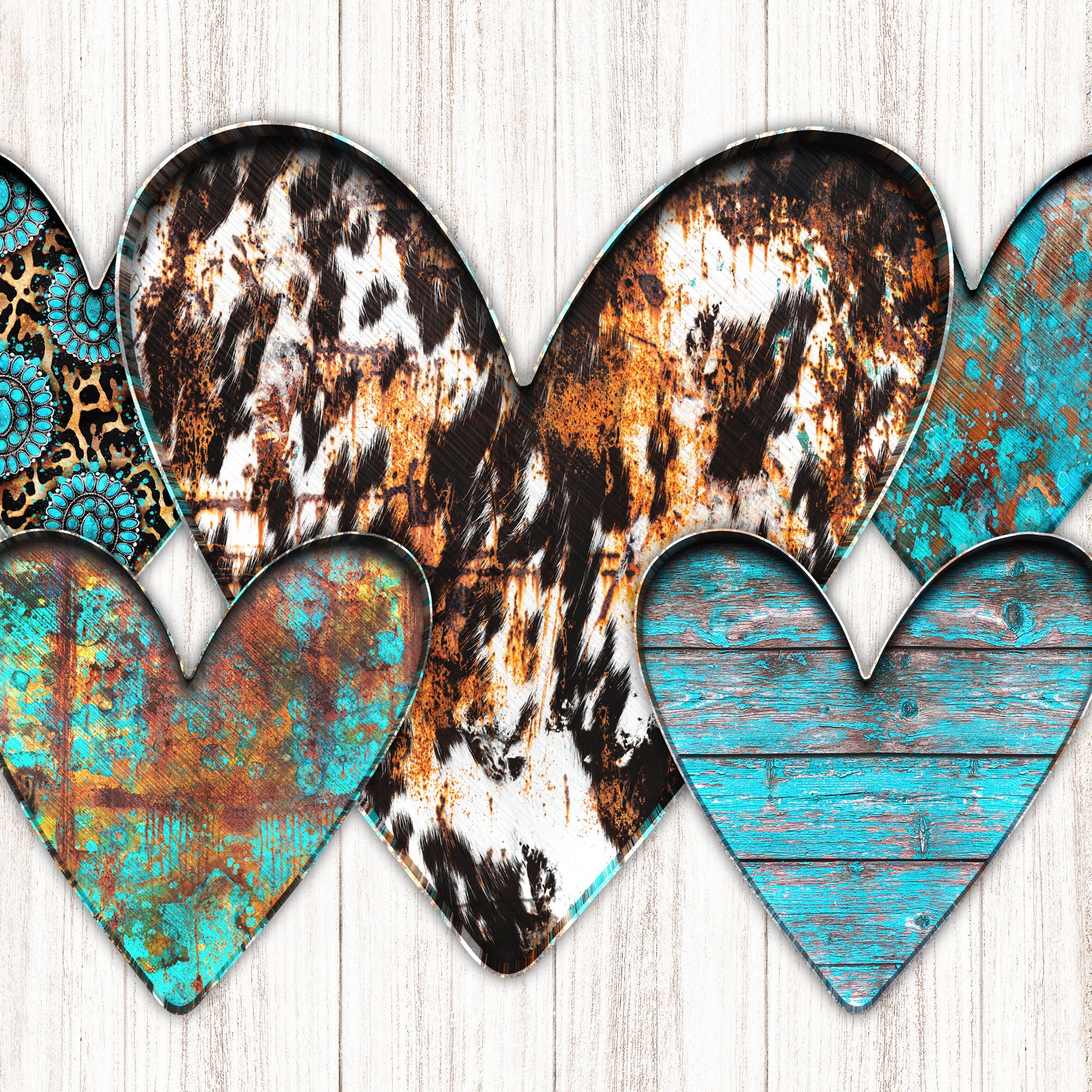Western Hearts, Love Valentine, PNG Graphics Background Bundle Set ...