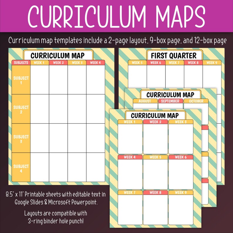 Lesson Plan Sheets & Curriculum Maps (editable) | Grid, Diagonal ...