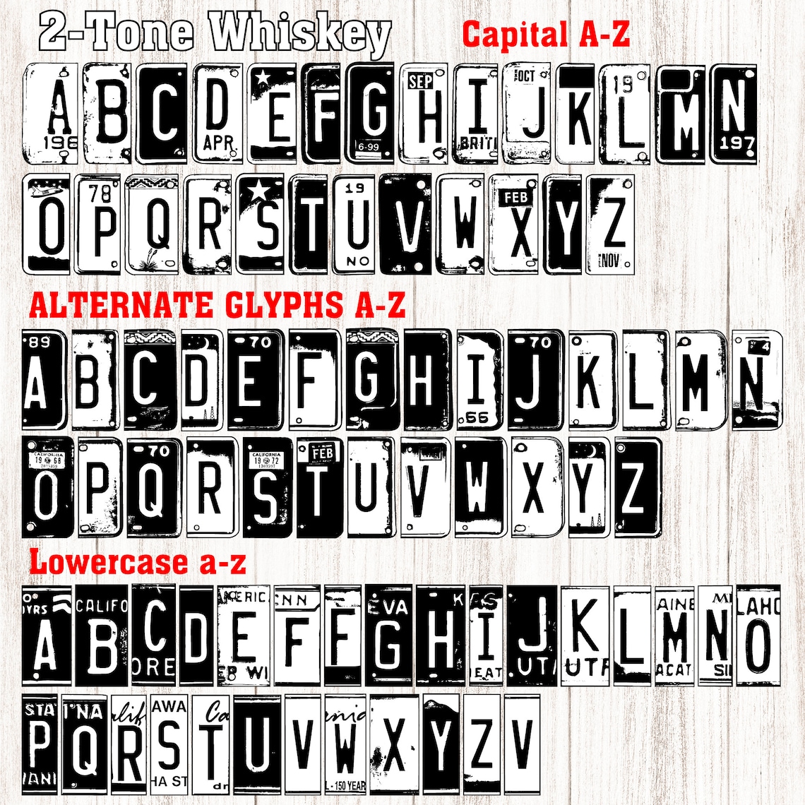 License Plate FONT Files, 3 Ttf Fonts, PNG Bundle, and SVG File | Black ...