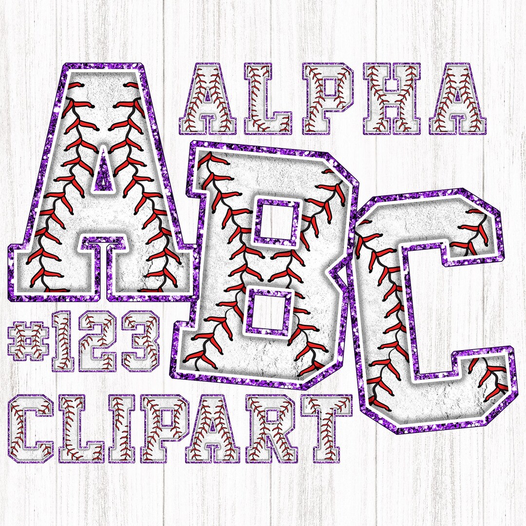 Baseball Block Alphabet, Clipart Alpha Letters & Numbers, Varsity ...