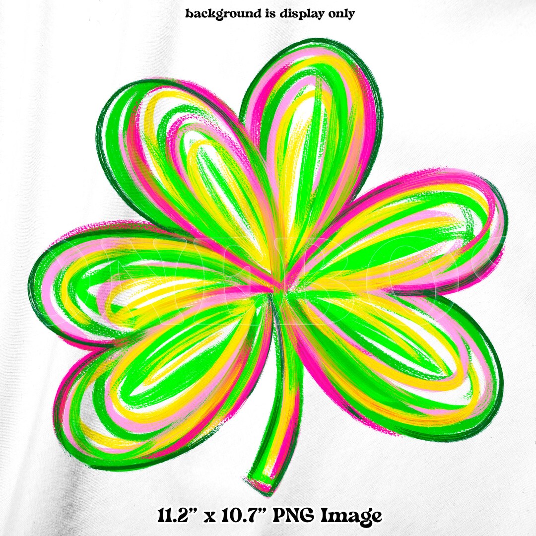 St. Patrick's Day PNG, Colorful Brights, 3 Leaf Clover Drawing, Brush ...