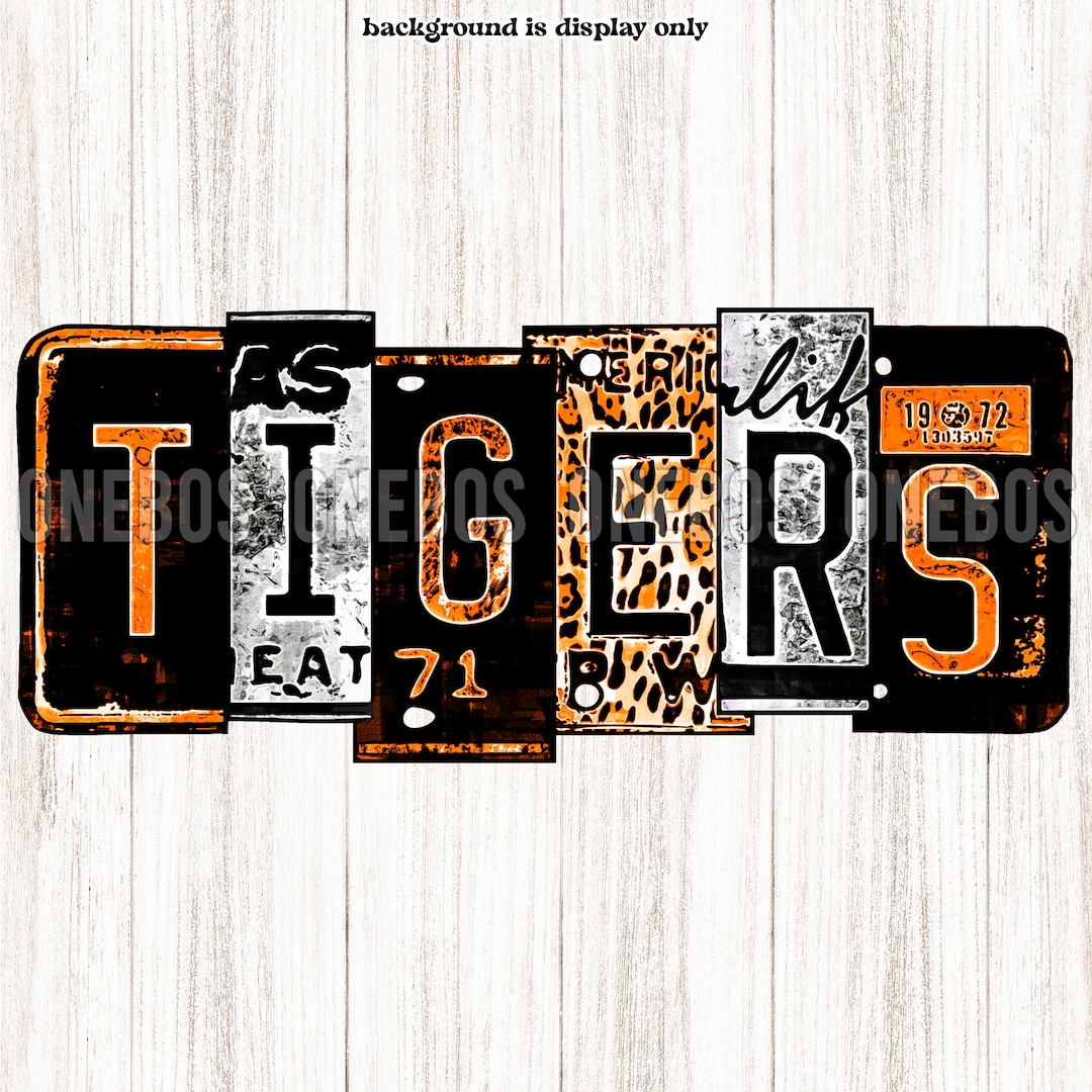 Tigers License Plate PNG, Orange Black White, Leopard, Grunge ...