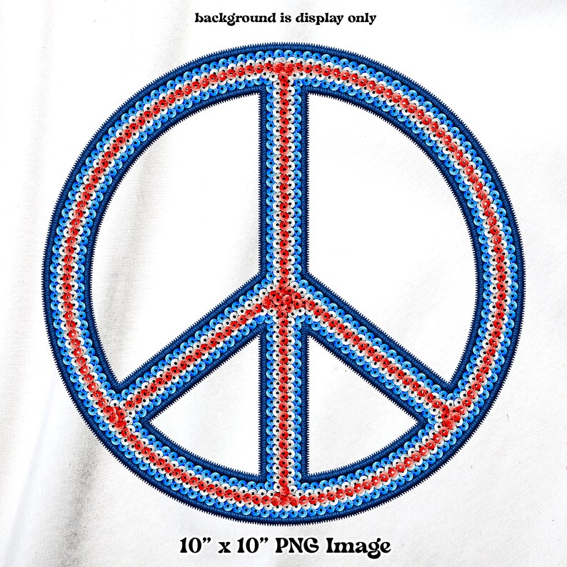 Peace Sign Symbol PNG, Faux Embroidery, Stitch Outline With Sequins ...