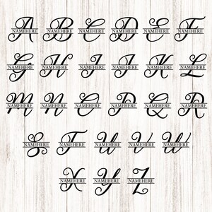 Split Monogram SVG, Bundle of Individual Split Frame Capital Letters A ...