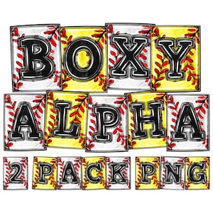 2 Boxy Baseball Softball Doodle Alphabet PNG, Digital Download, Casual ...