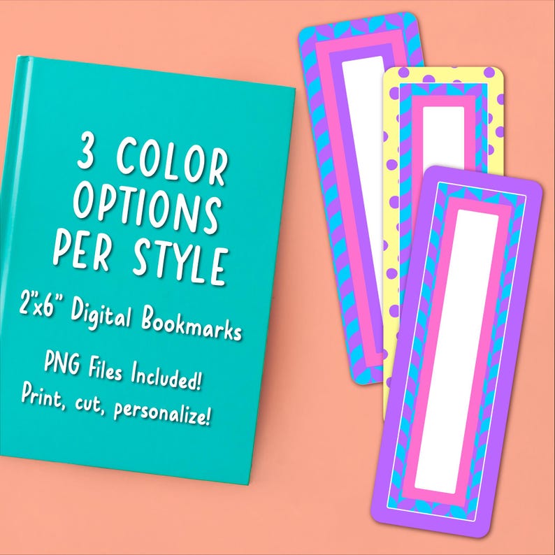 Digital Bookmarks (printable), Clipart Bundle Set of 12 | Lined & Blank ...