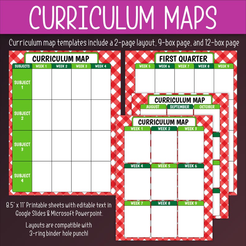 Lesson Plan Sheets & Curriculum Maps (editable) | Plaid, Checkered ...