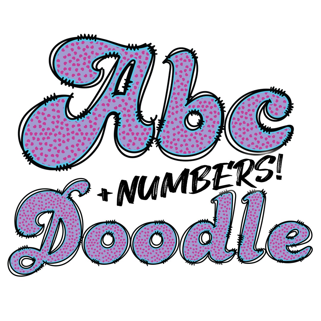 Digital Download | Doodle Retro GVT - Purple Dots | Hand Drawn Alphabet ...