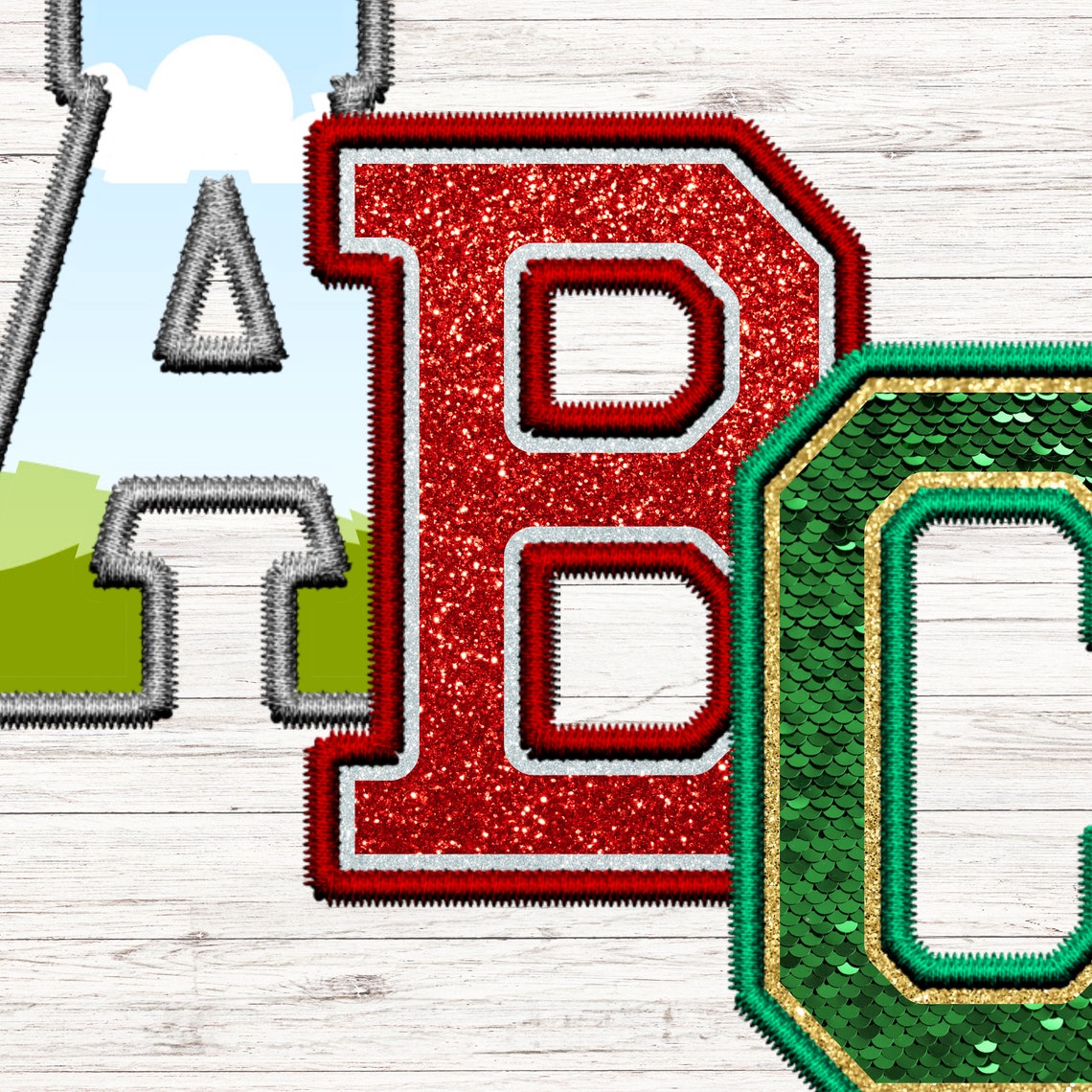 Digital Athletic Patch PNG, Faux Embroidery Sports Alpha Letters ...